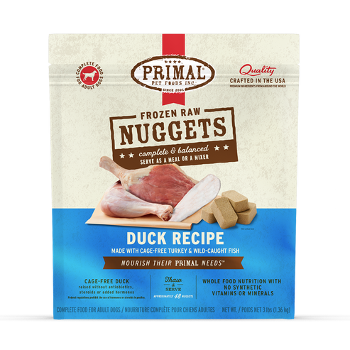 Frozen Raw Dog Food Nuggets – Duck Recipe – Primal Pet Foods